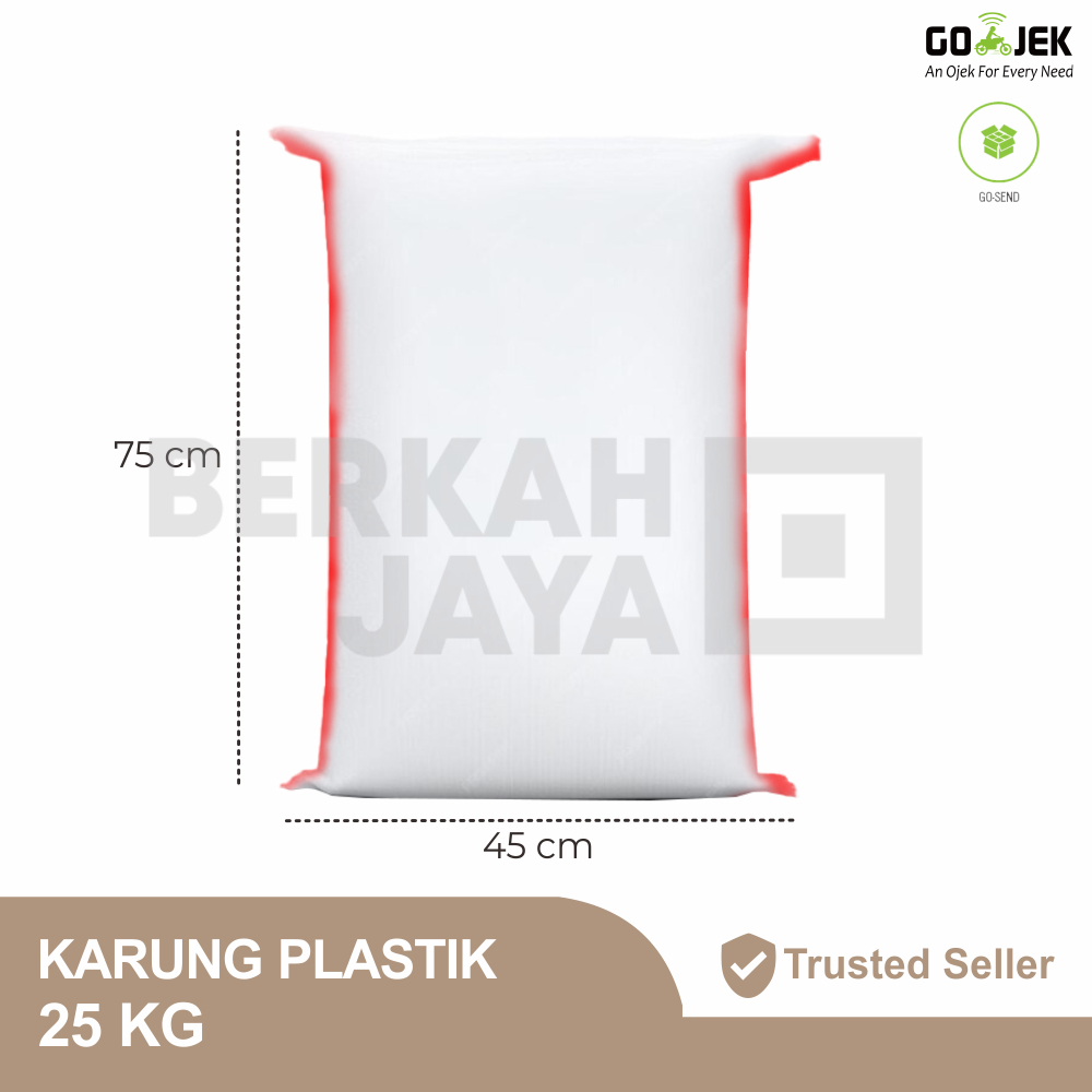 Jual Karung Plastik Putih 25 kg Ukuran 45 x 75 cm ( Karung Plastik 25 ...