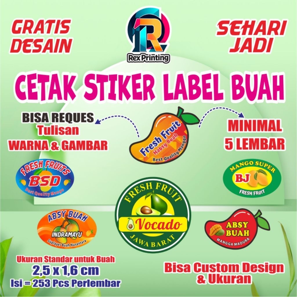 Jual CETAK STIKER BUAH / LABEL BUAH CUSTOM Ukuran Diameter Kecil ...