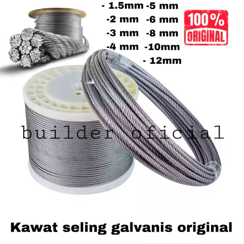 Jual Seling baja Galvanis 1.5mm 2mm 3mm 4mm 5mm 6mm 8mm 10mm 12mm Tali seling Galvanis Kawat ...