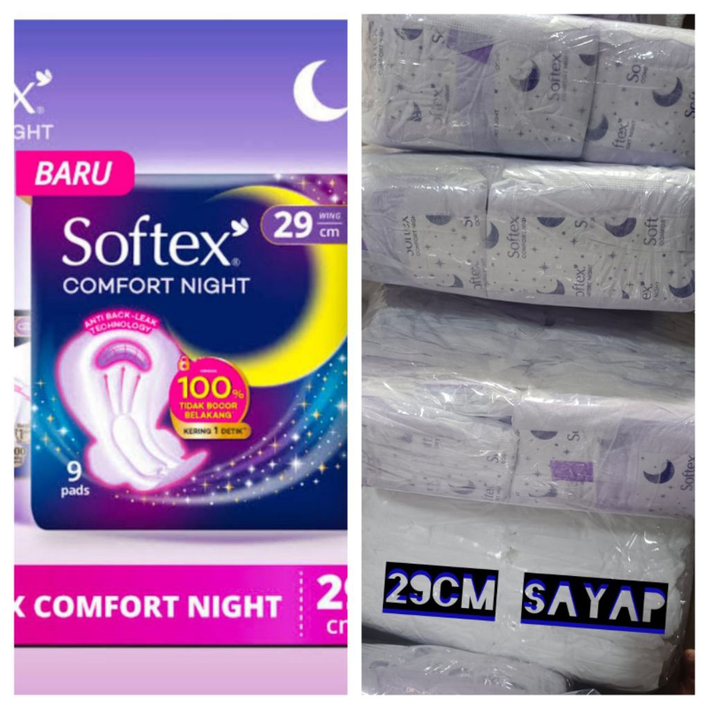 Jual Softex comfort night 29cm curah non kemasan isi 50 sayap | Shopee Indonesia