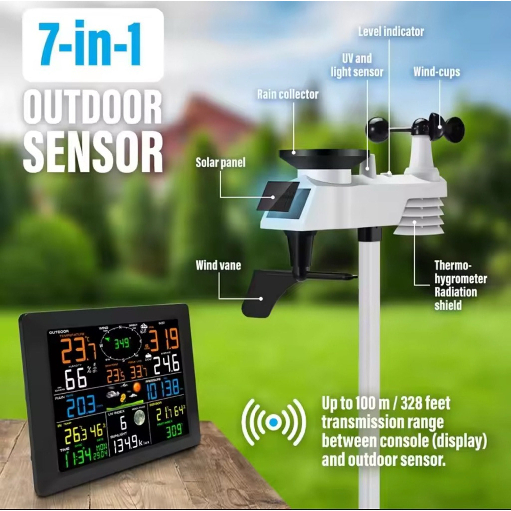 Jual Wireless Weather Station Nicety WiFi PC USB Sunlight Dew Point ...