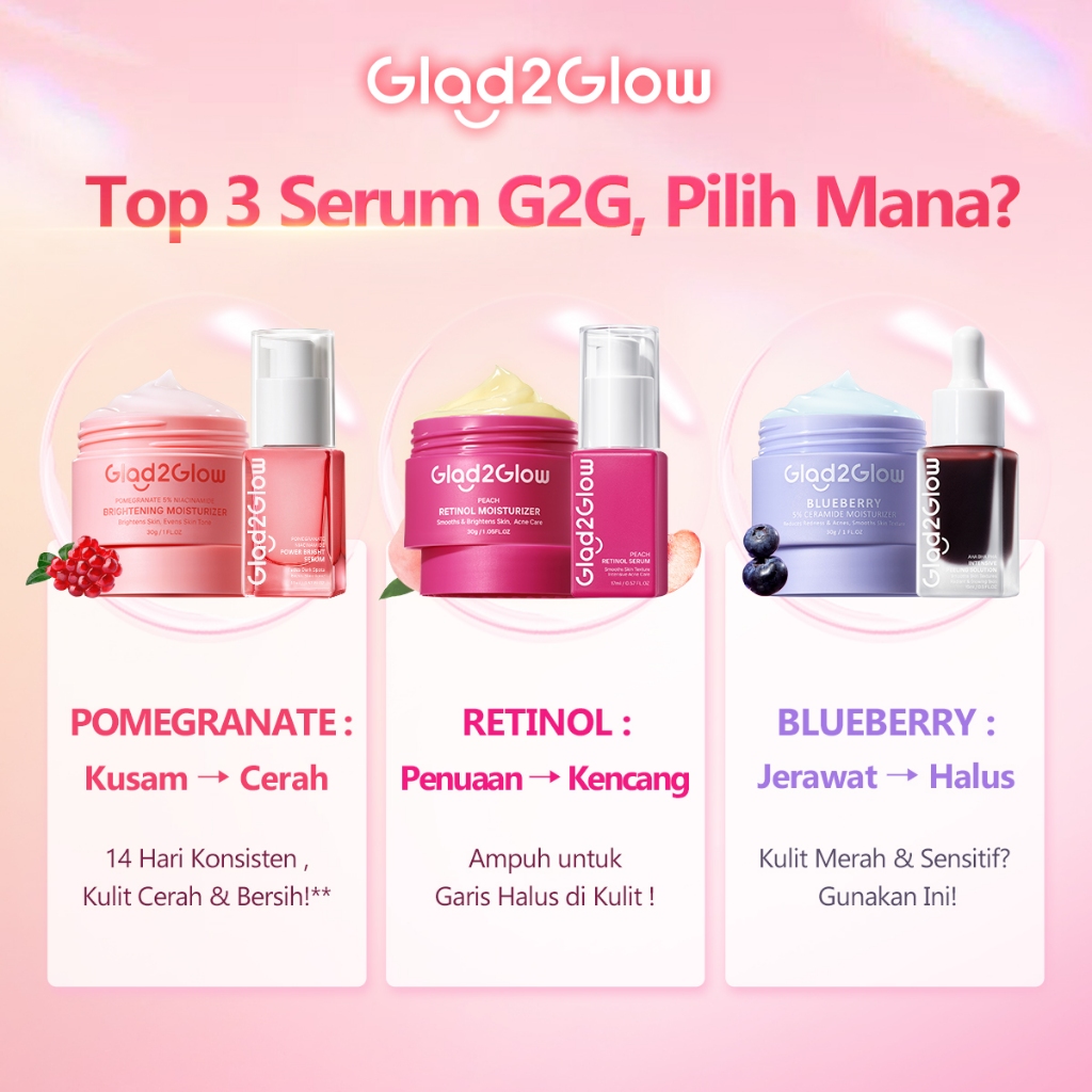 Jual [Toko Resmi]Glad2Glow 2pcs Skincare Paket Moisturizer + Serum - Brightening Moisturizer Gel ...