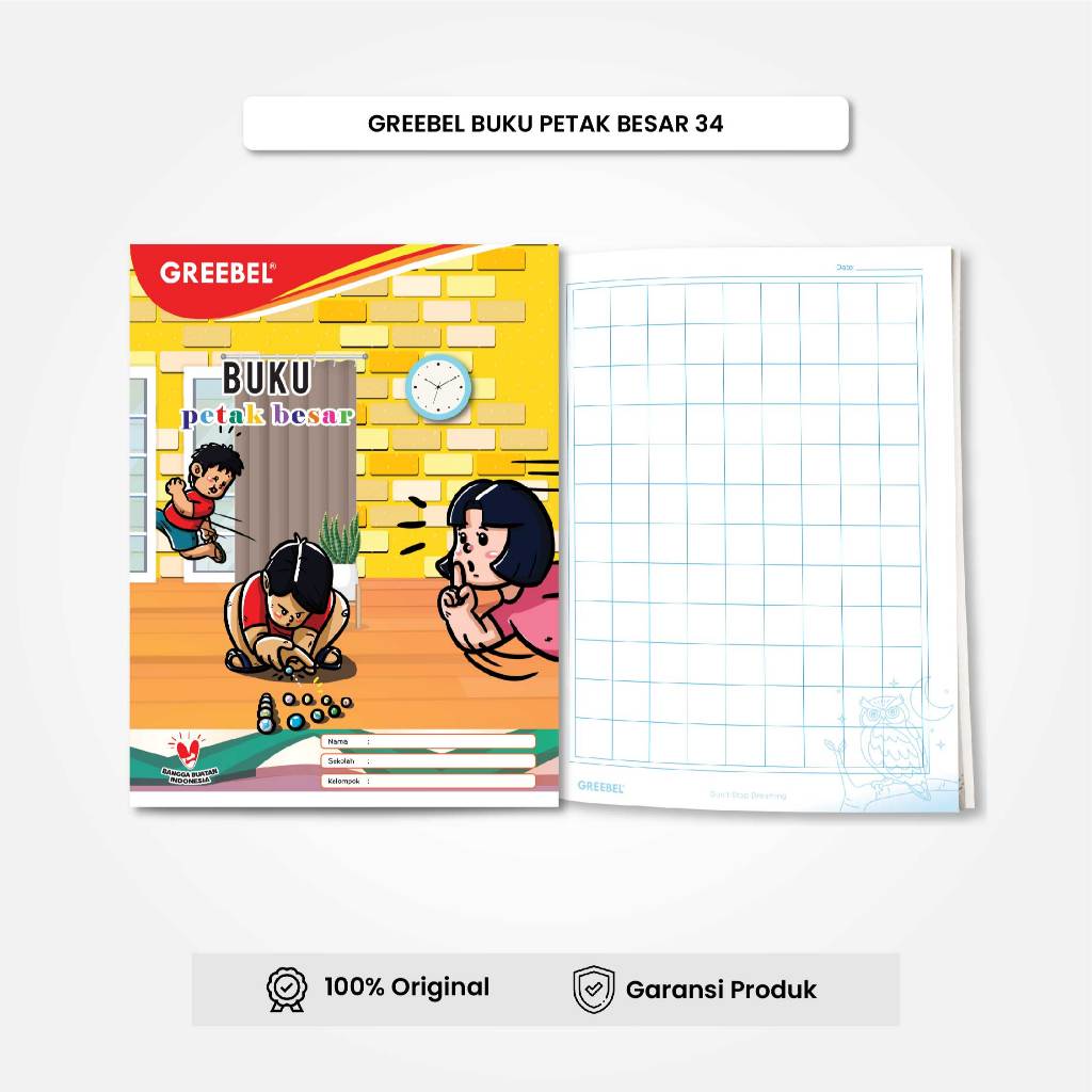 Jual Greebel Buku Petak Besar A5 34 Lembar Buku Kotak Kotak Buku Anak ...