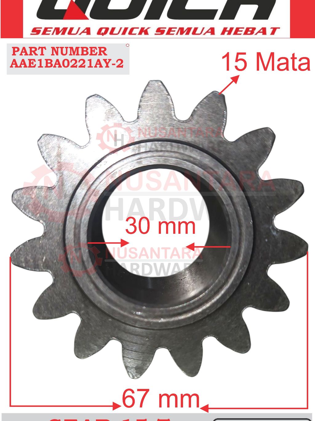 Jual gear 15 t traktor zena rotary/ m 1000, gigi 15 mata zena rotary/ m ...