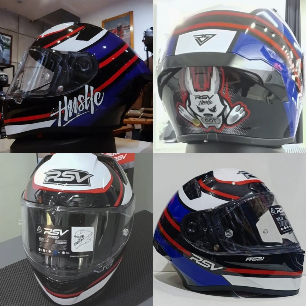 Jual RSV FFS21 HUSTLE BLUE GLOSSY ORIGINAL | HELM MOTOR FULL FACE FFS ...