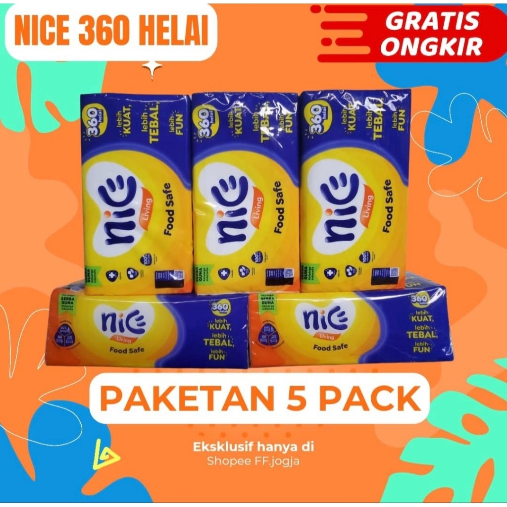 Jual Tissue Nice Tisu Wajah 360 Helai/180sheets - Lebih Kuat, Lebih ...