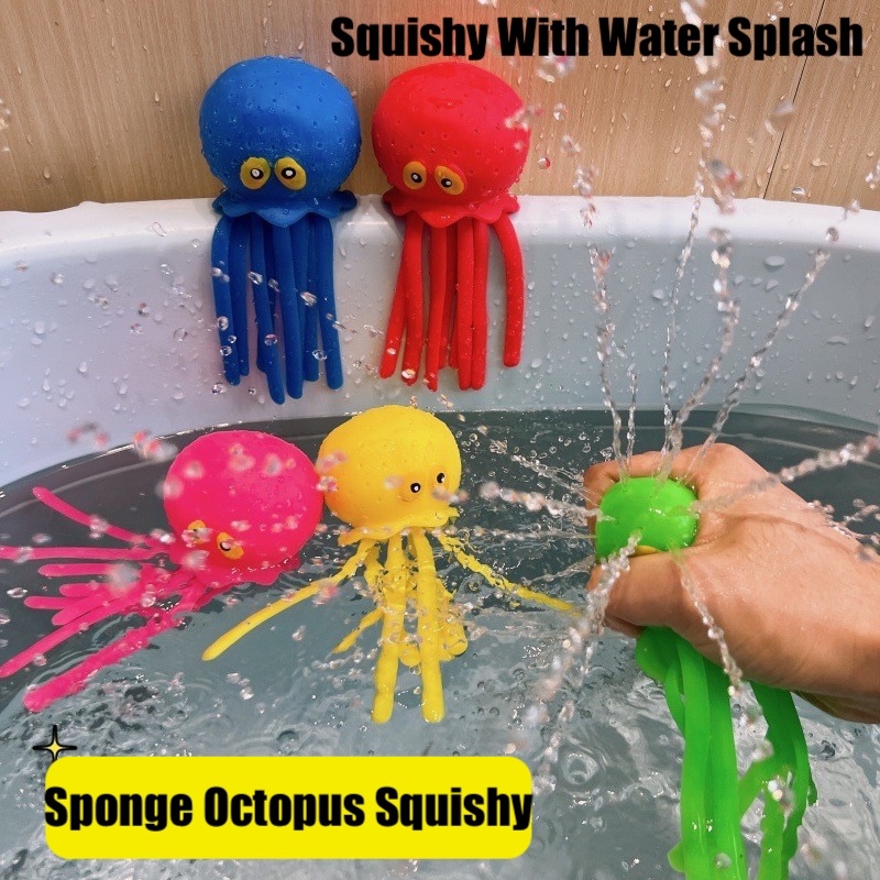 Jual Mainan Squishy With Water Splash Octopus Sponge Water Absorbing ...