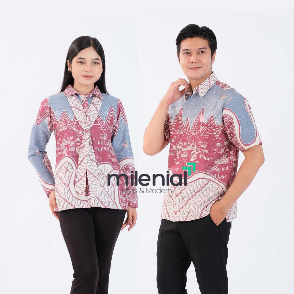 Jual Milenial Batik Couple Atasan Batik Wanita Batik Pria Kemeja Blouse ...