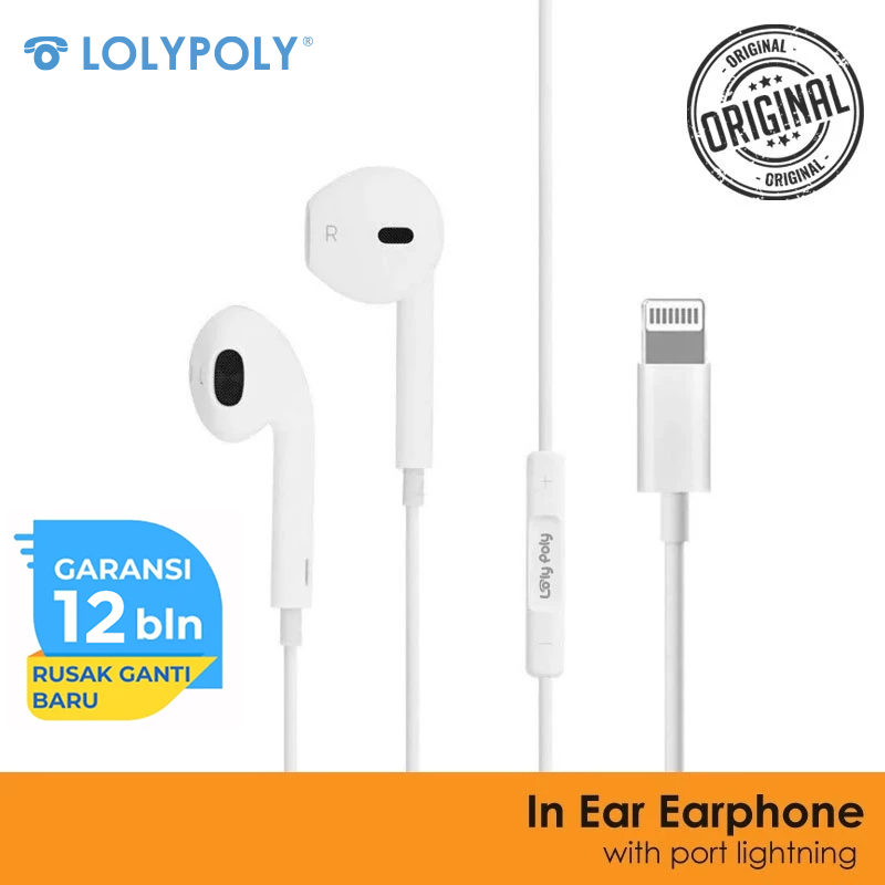 Jual Lolypoly Earphone Lightning Connector With Mic | Shopee Indonesia