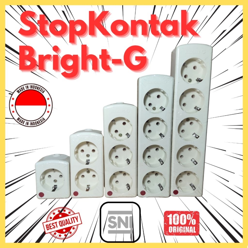 Jual STOP KONTAK TERMINAL KUNINGAN BRIGHT-G 1 2 3 4 5 LUBANG COLOKAN LAMPU SNI | Shopee Indonesia