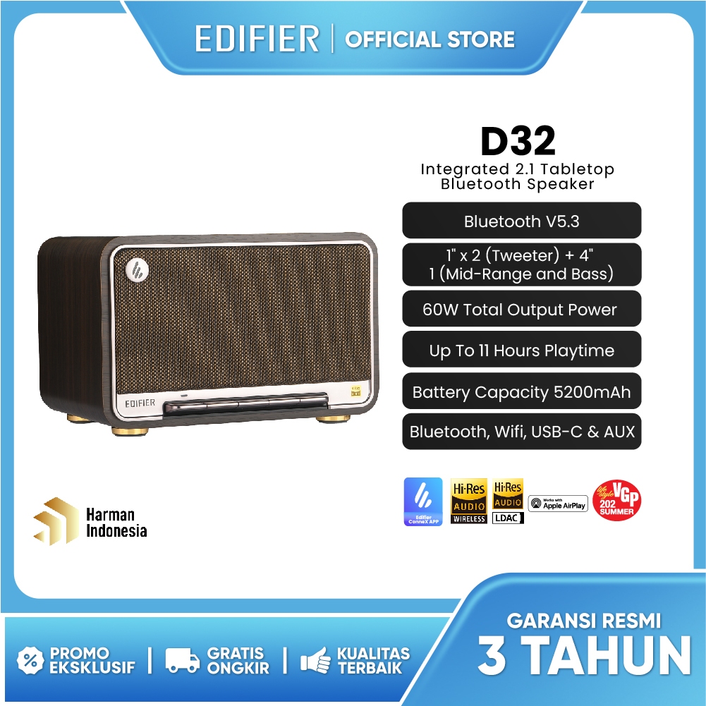 Jual EDIFIER D32 Integreted 2.1 Tabletop Bluetooth Speaker | Shopee ...