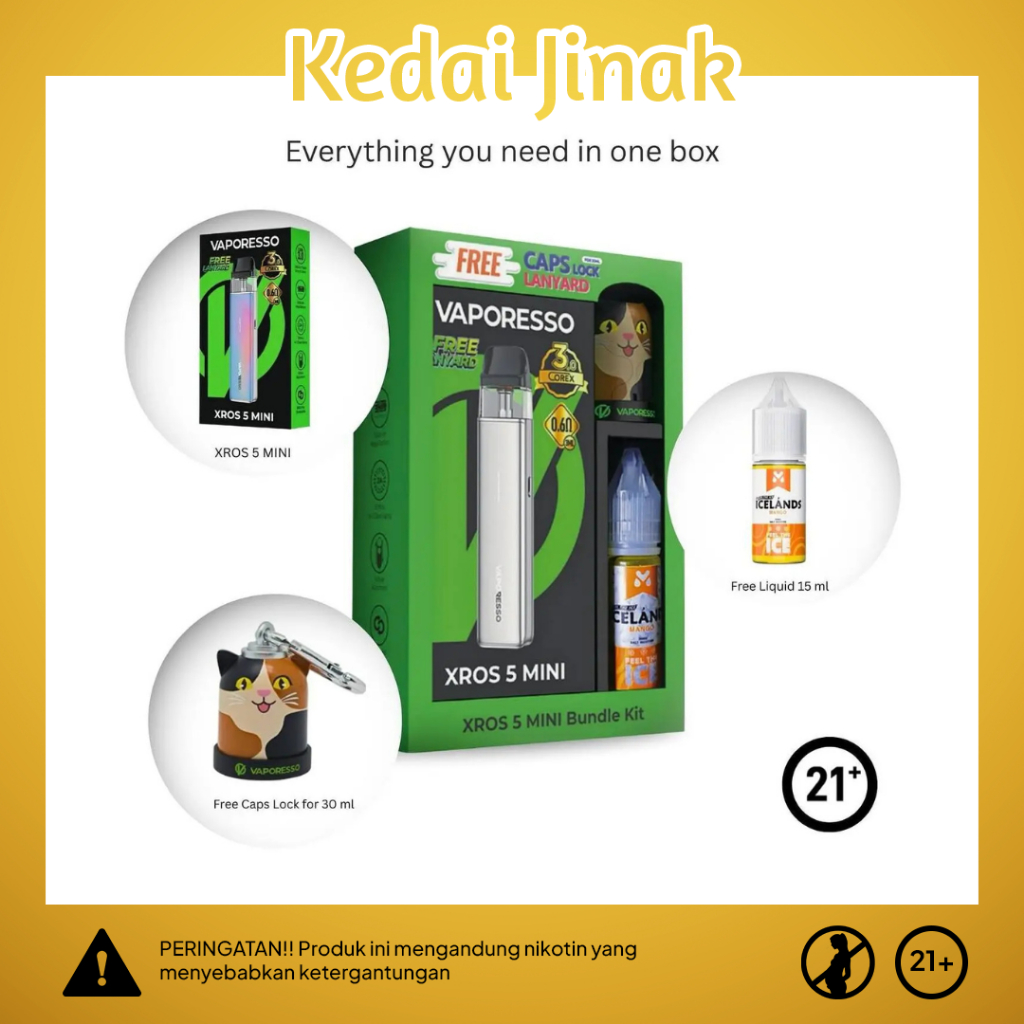 Jual VAPORESSO XROS 5 MINI – 3 IN 1 BUNDLE KIT 100% ORIGINAL BY ...