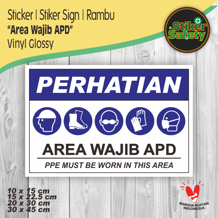 Jual Sticker Stiker Sign Rambu Area Wajib Alat Pelindung Diri | APD ...