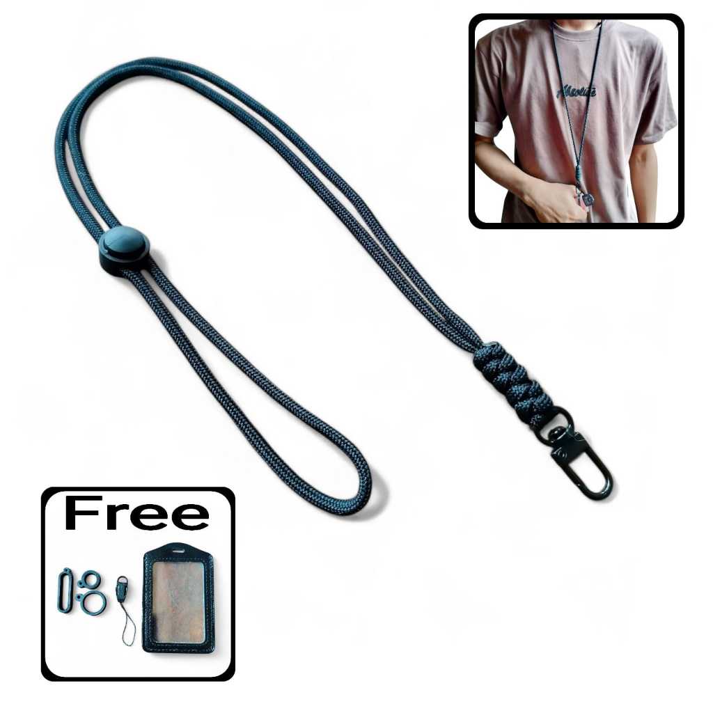 Jual Lanyard Tali Hitam Premium Gantungan Hp ID Card | Shopee Indonesia