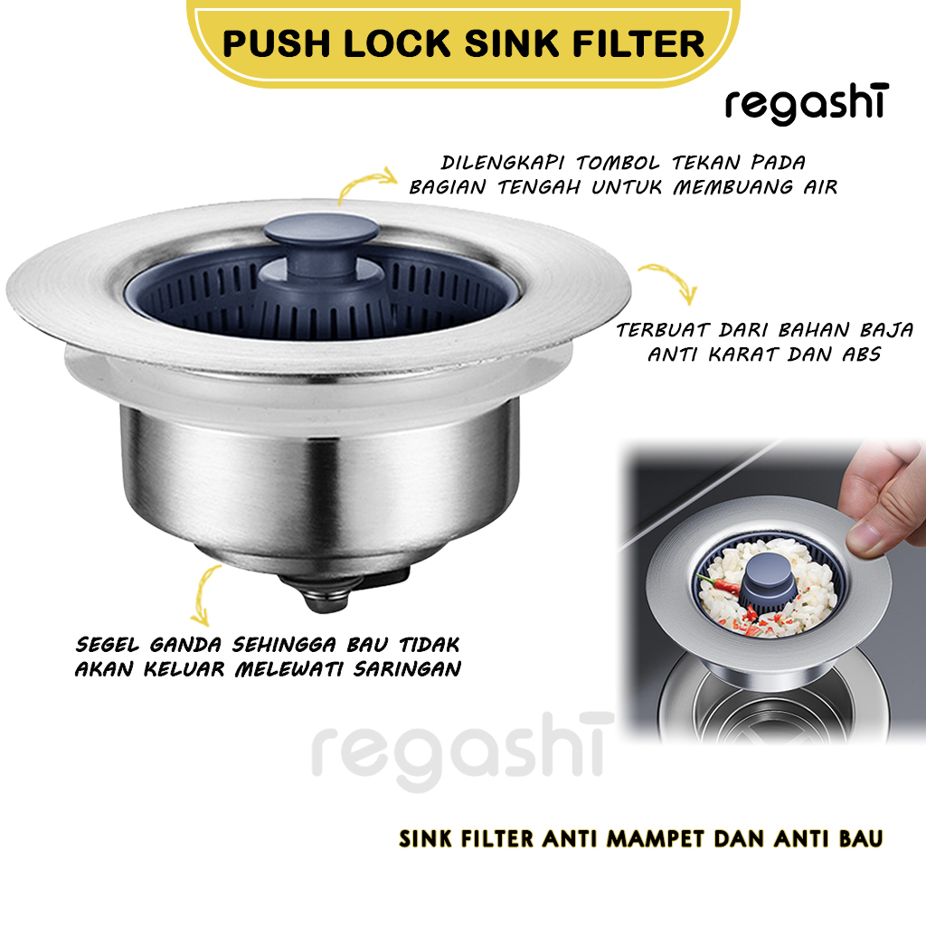 Jual Push Lock Sink Filter | Saringan Wasfatel Dapur Tahan Karat ...
