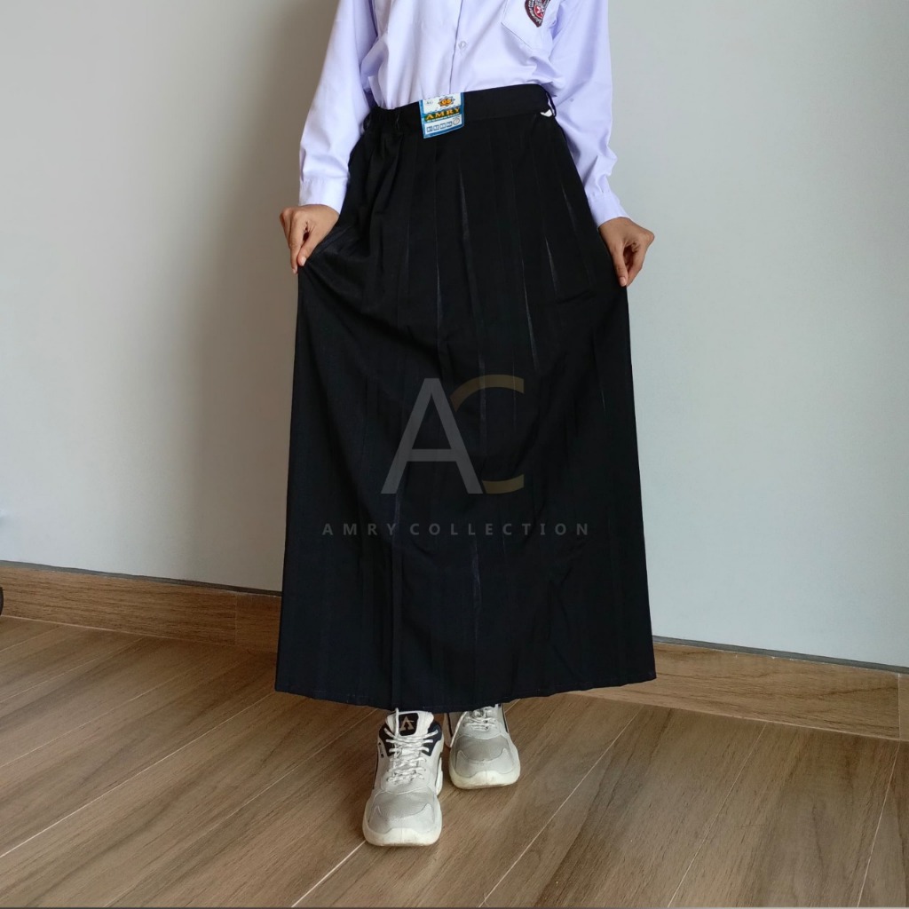 Jual ROK SEKOLAH SD Rok Panjang Rempel Full SD/MI HITAM Seragam Sekolah By.Amrycollection (TWIST ...
