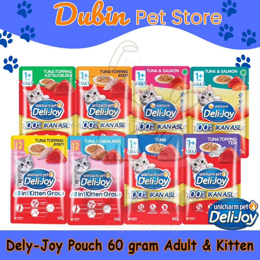 Jual Makanan kucing Deli Joy wet Food Pouch Sachet 60gr | Delijoy pouch ...