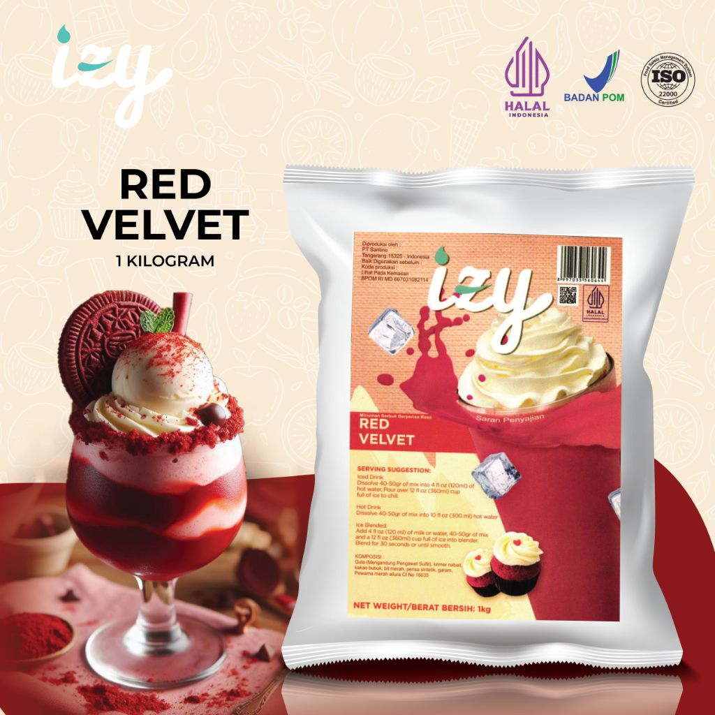 Jual POWDER/BUBUK RED VELVET BUBUK MERK IZY 1kg FREE ONGKIR | Shopee ...