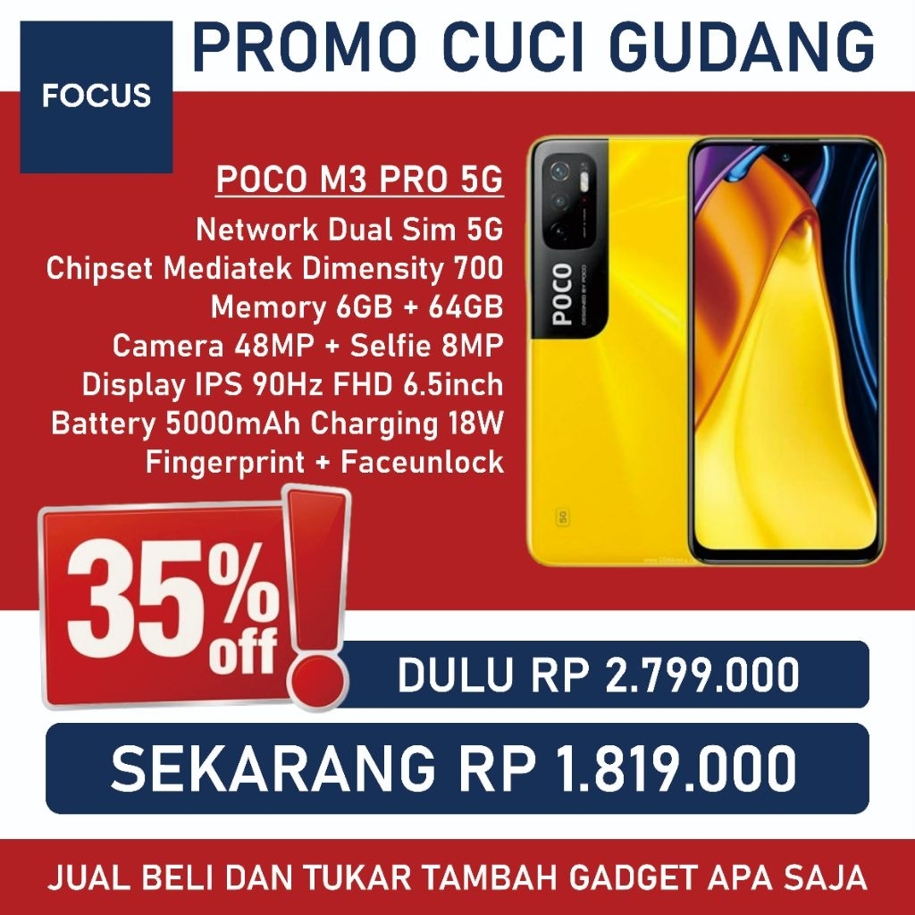 Jual HP XIAOMI POCOPHONE POCO M3 PRO 5G 4/64 4GB 64GB ORIGINAL GARANSI ...