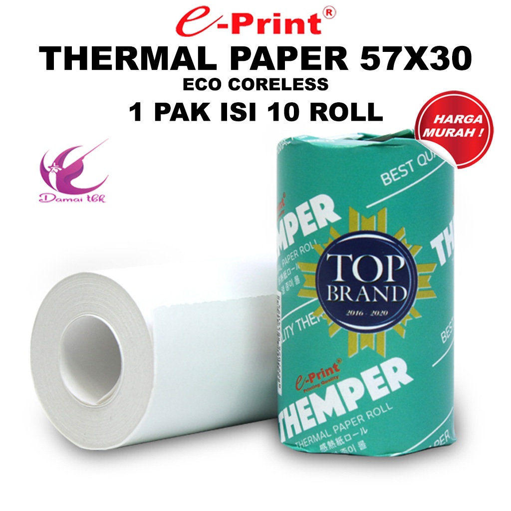 Jual E-print Kertas Struk Thermal 57X30 ECO Coreless 1 Pak Isi 10 Roll ...