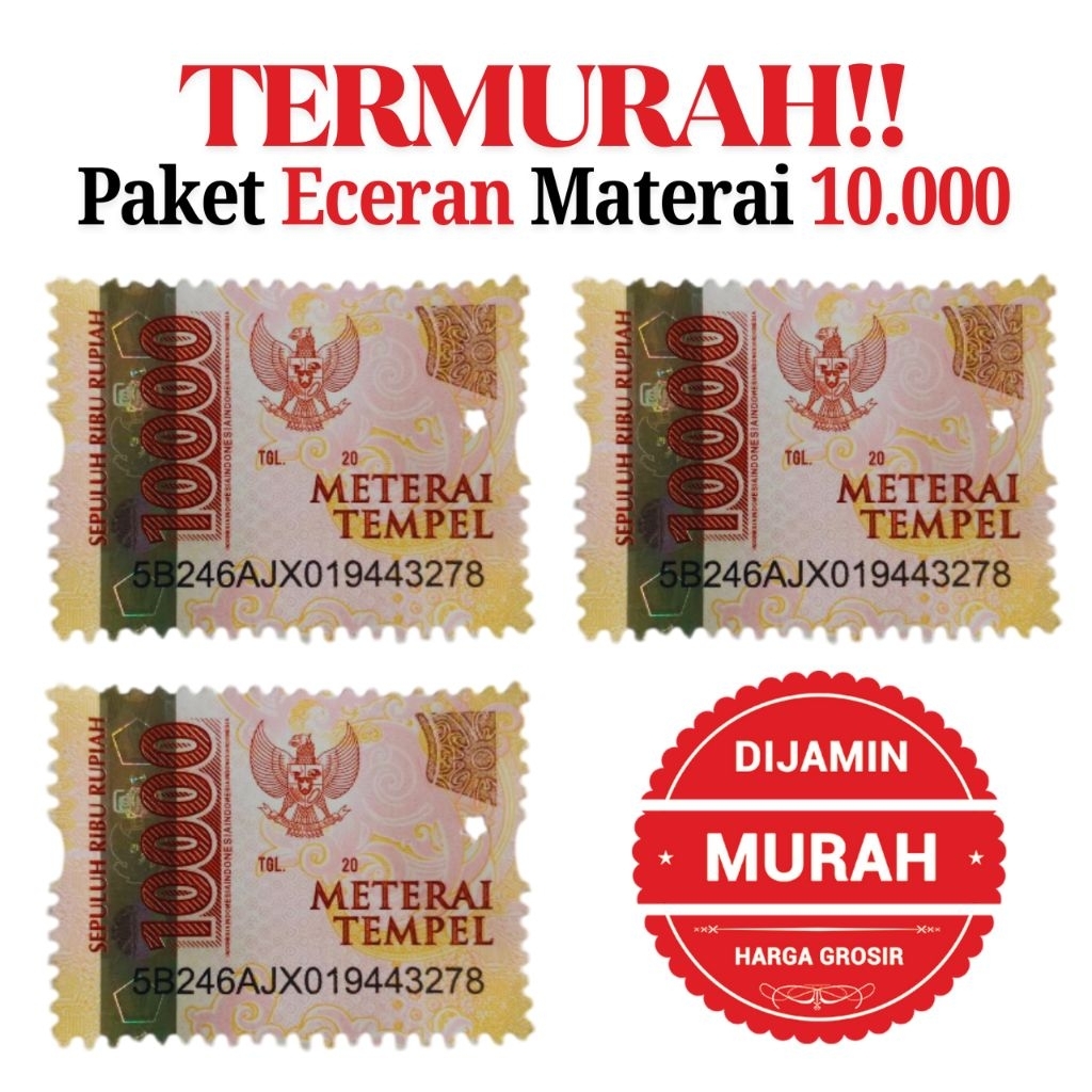 Jual MATERAI 10000 1 PCS ASLI - KERTAS TEMPEL MATRAI MATREI GROSIR MATERAI | Shopee Indonesia