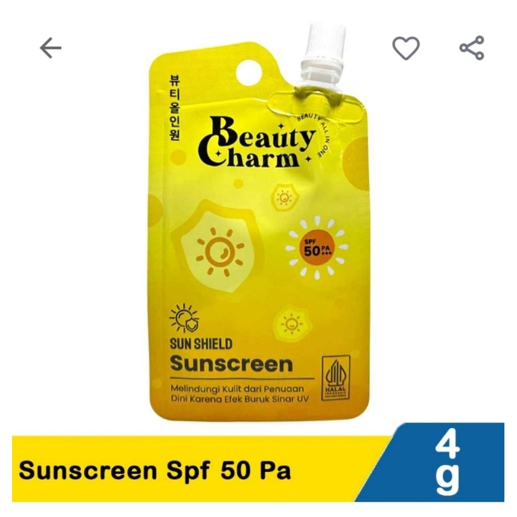 Jual Beauty Charm Sunscreen Spf 50 kemasan mini 4g | Shopee Indonesia