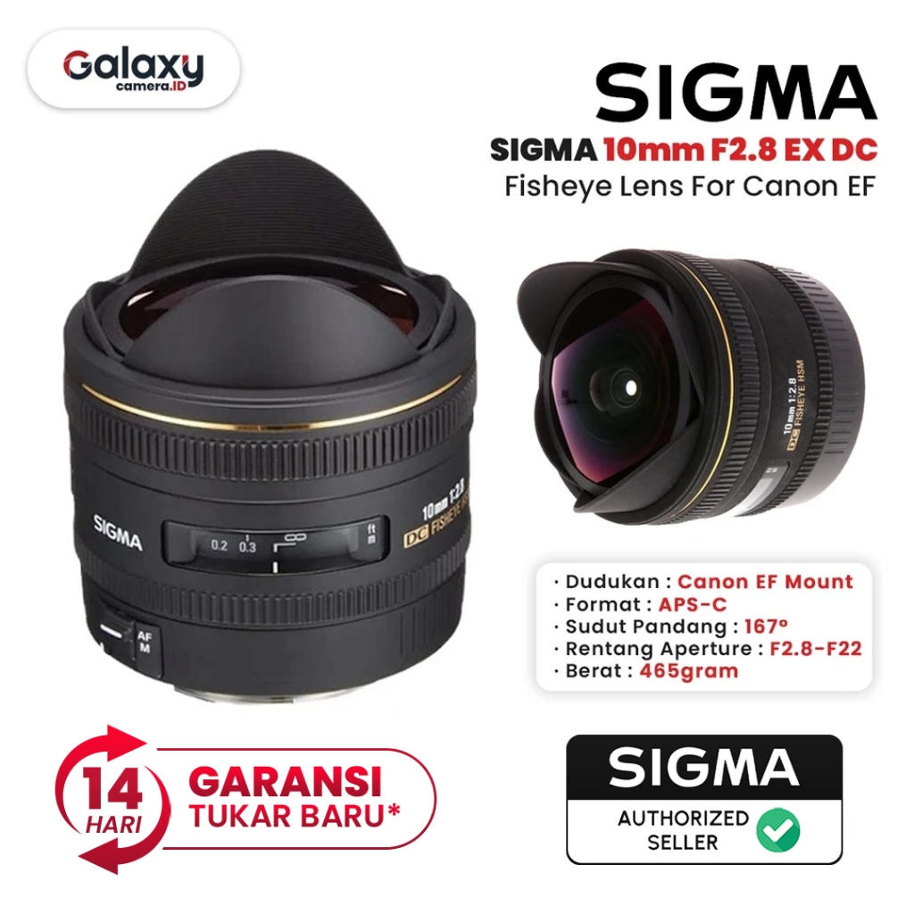 Jual Lensa Sigma 10mm F2.8 EX DC Fisheye For Canon EF Mount | Shopee ...