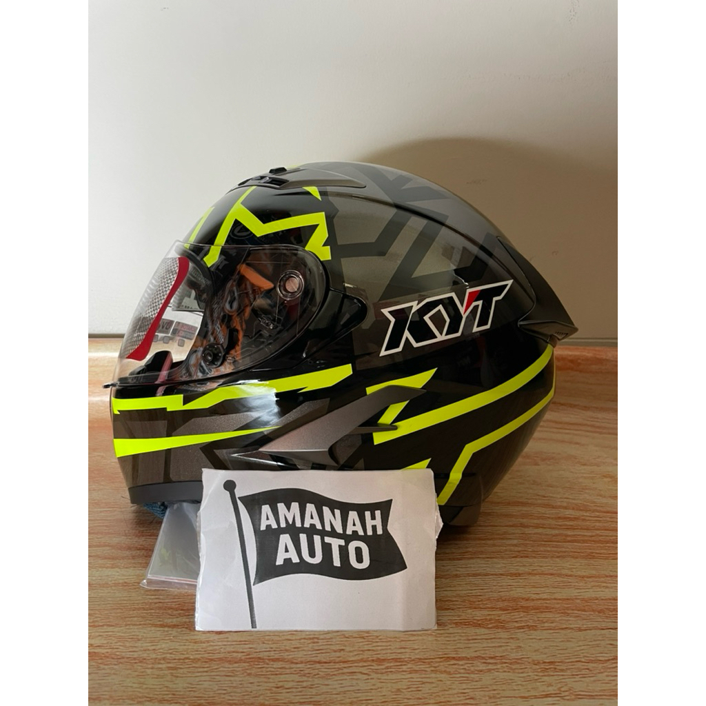 Jual original helm kyt falcon 2 faster black yellow fluo clear size M ...