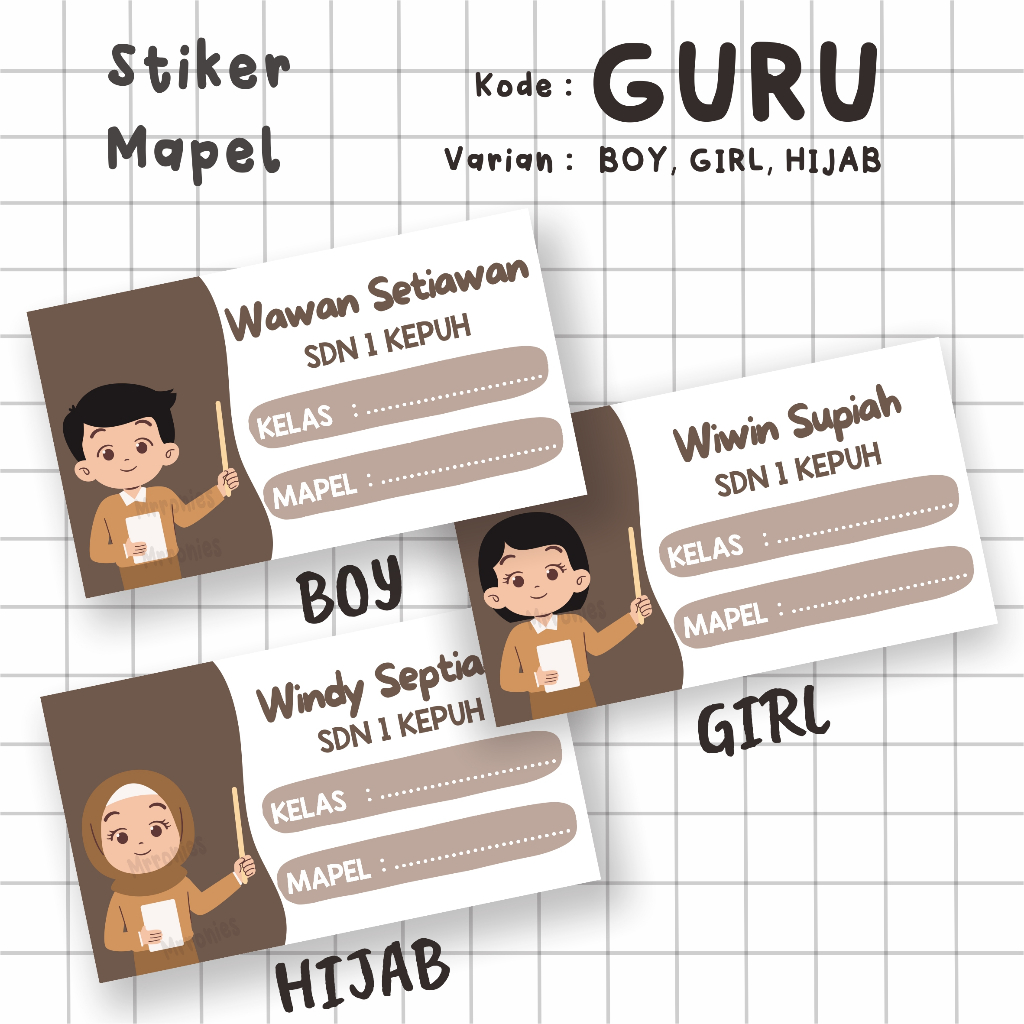 Jual Mrronies Stiker Mapel Anak Guru PNS Label Buku TK / SD | Shopee ...