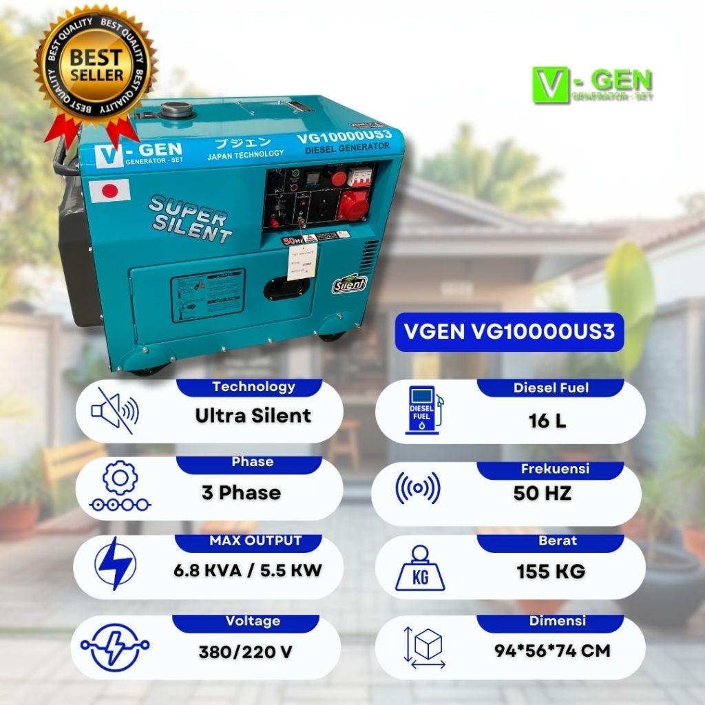 Jual Genset 7KVA VGEN VG10000US3 - Super Silent | Shopee Indonesia