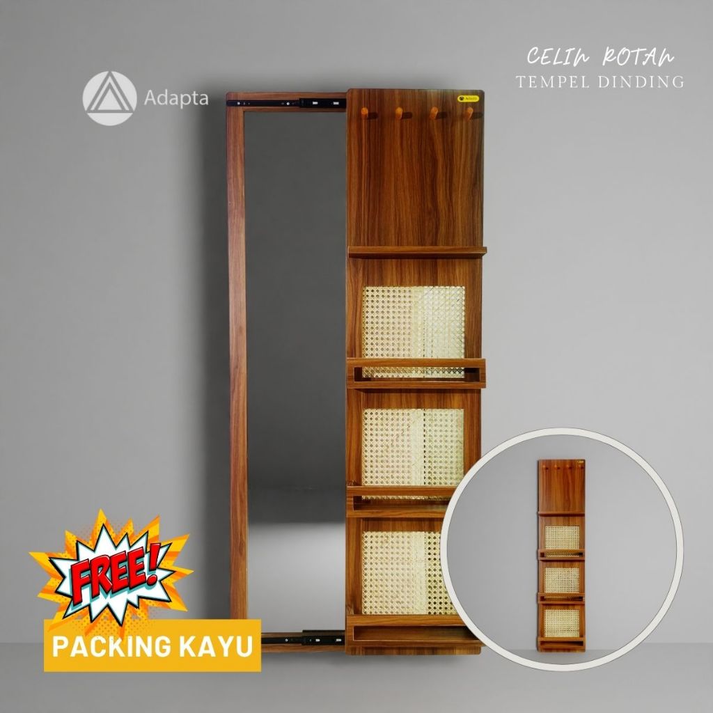 Jual Adapta-Cermin Rak Pajangan T.165 cm Warna Coklat Kayu-Cermin ...