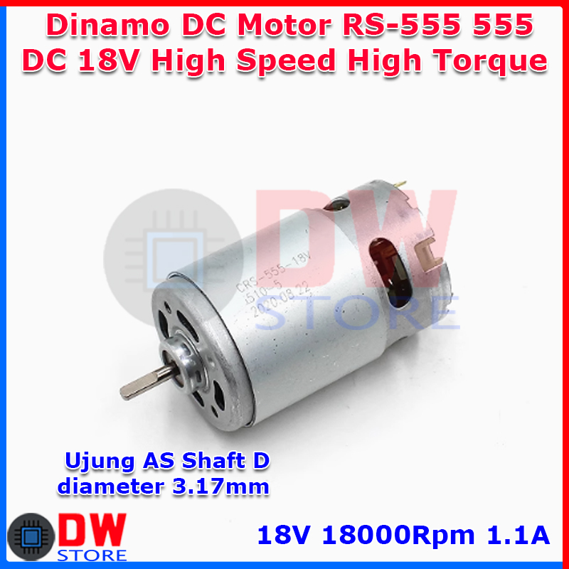 Jual Dinamo DC Motor RS555 RS-555 DC 18V 12V-24V High RPM Speed Torque ...