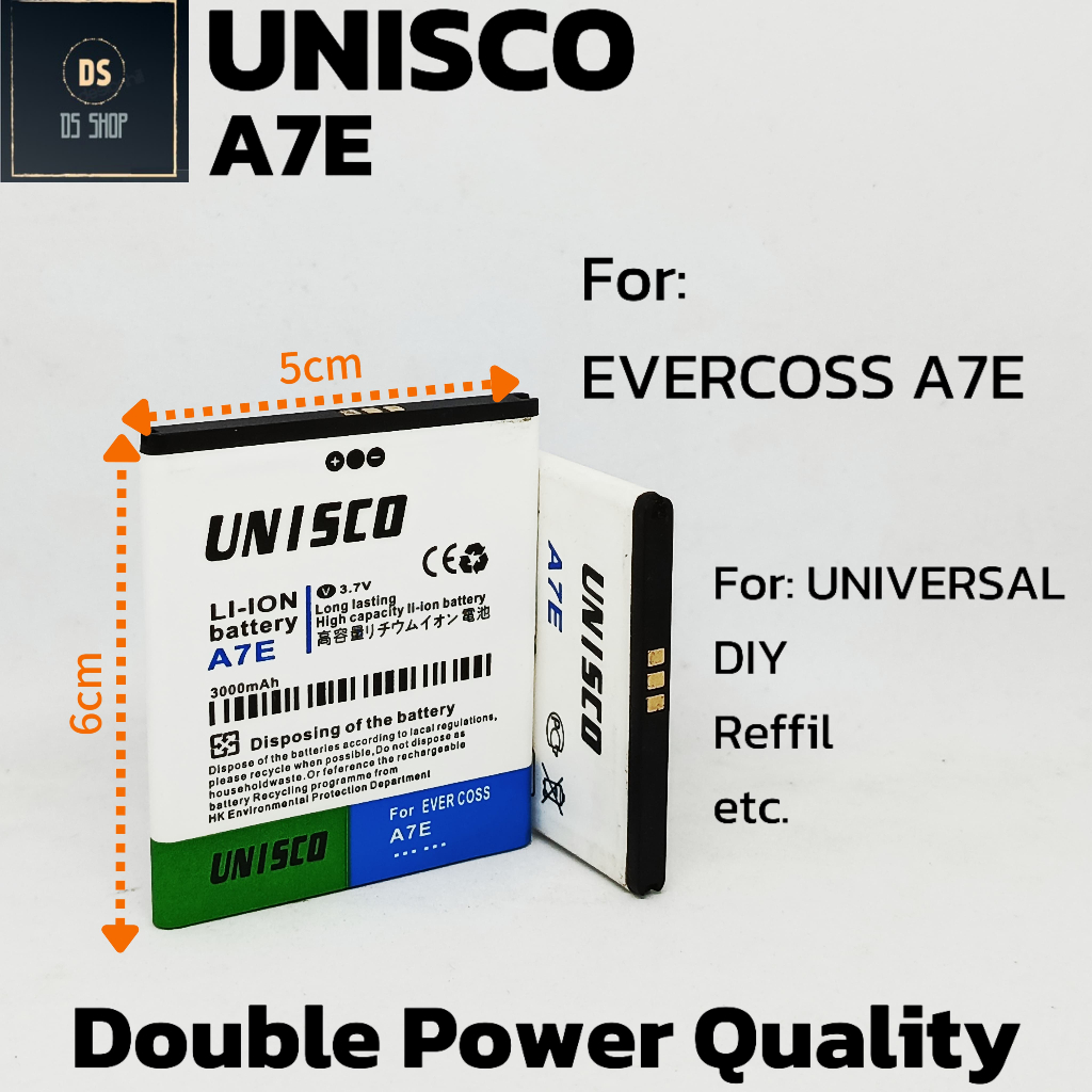 Jual Baterai Hp EVERCROSS A7E Original DOUBLE POWER Merk UNISCO Batrai ...