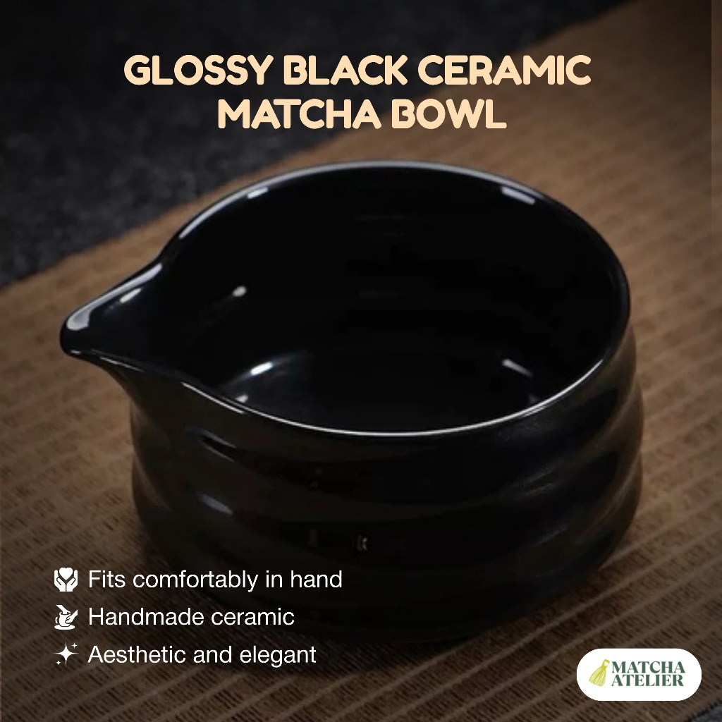 Jual Matcha Atelier Ceramic Matcha Bowl Hitam Glossy Mangkok Keramik Matcha Stone Aesthetic ...