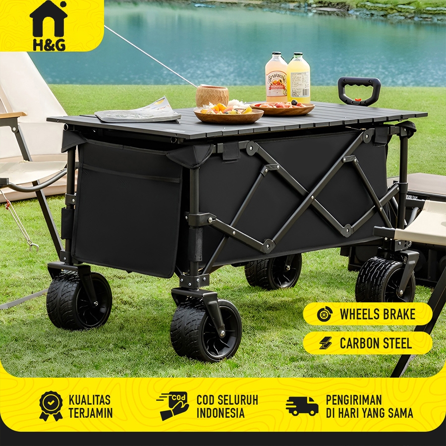 Jual 【H&G】Kereta Camping Lipat Portable - Roda Tank Kapasitas Besar ...