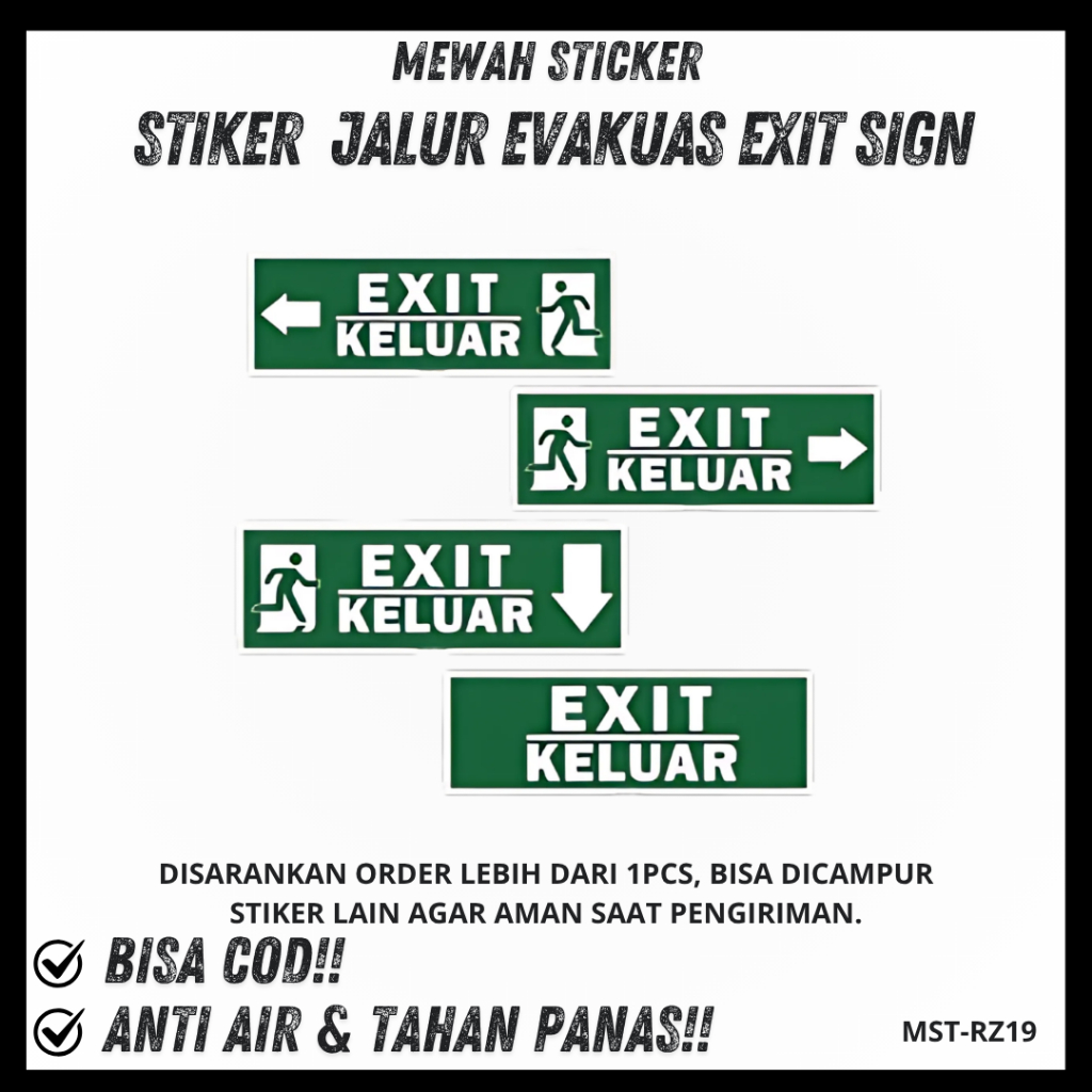 Jual Stiker Jalur Evakuasi Exit Sign | Shopee Indonesia