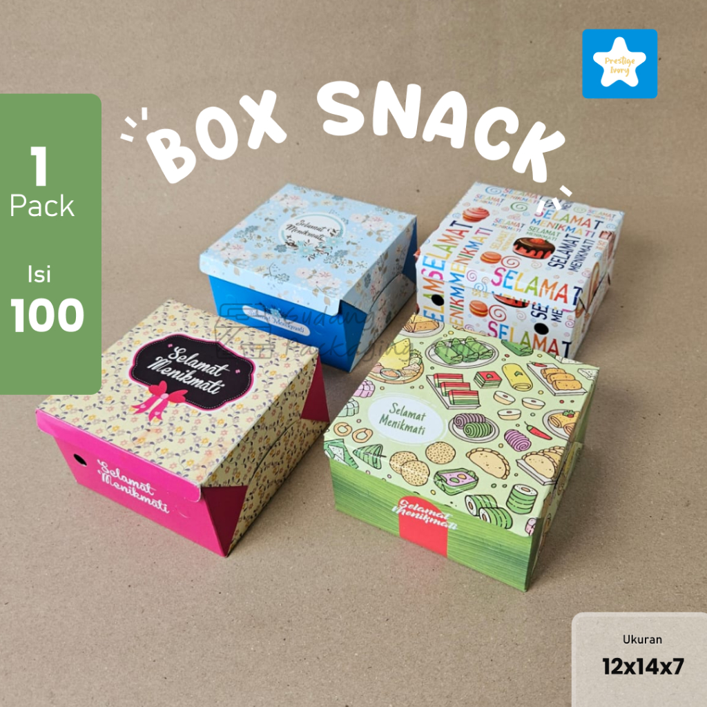 Jual 100 pcs / 12x14 / Box Snack / Dus Snack / Dus kue / 250 / IVORY ...