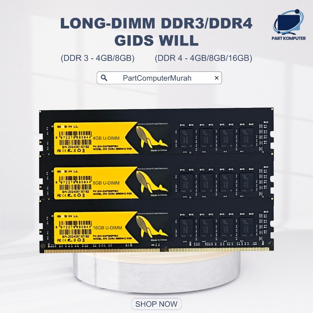 Jual RAM PC GIDS WILL U-DIMM DDR3/DDR4 4GB 8GB 1600MHz Modul Memori Desktop Kompatibel untuk ...