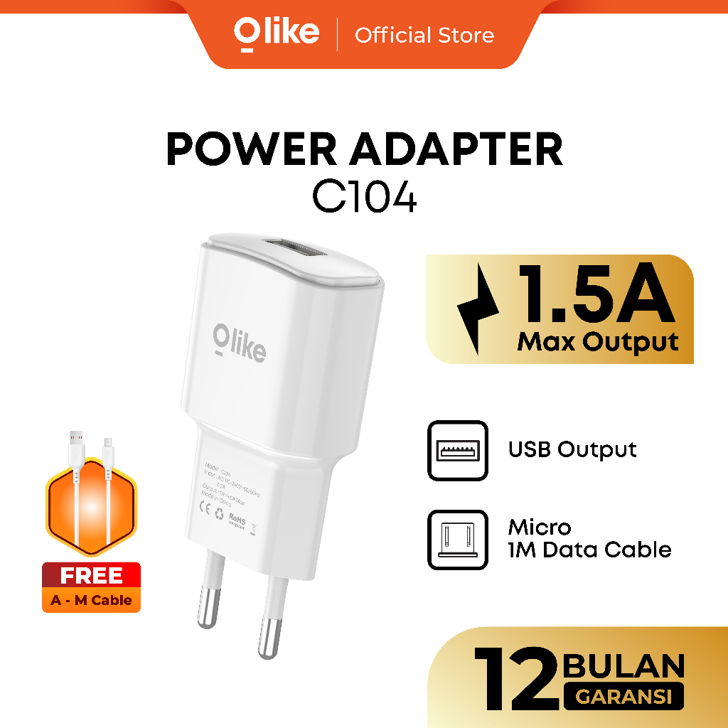 Jual OLIKE Kepala Charger C104 USB Port Casan Adapter Plug Micro USB ...