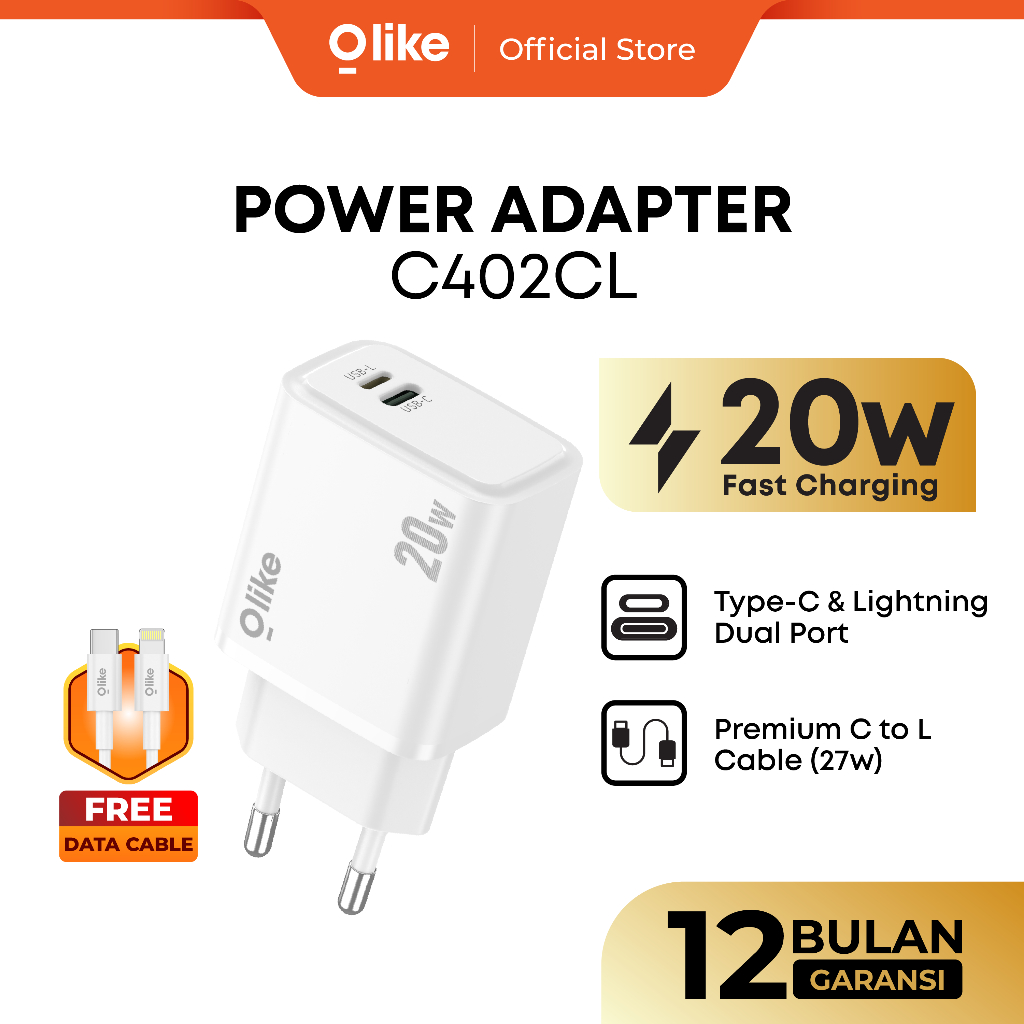 Jual Olike Kepala Charger 20W Iphone to TypeC to Lightning Fast Charge ...