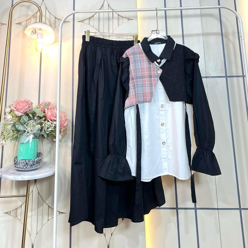 Jual AFV.CO Setelan rok kombinasi triset OLIVIA HITAM | Shopee Indonesia