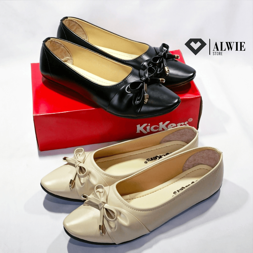 Jual PREMIUM Flatshoes Wanita Balet Pita Elegan Tebal BL02| Hitam Krem ...