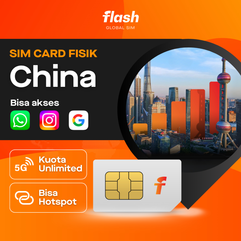 Jual FLASH SIM Card CHINA Cina 3-15 Hari Unlimited Kuota Internet ...