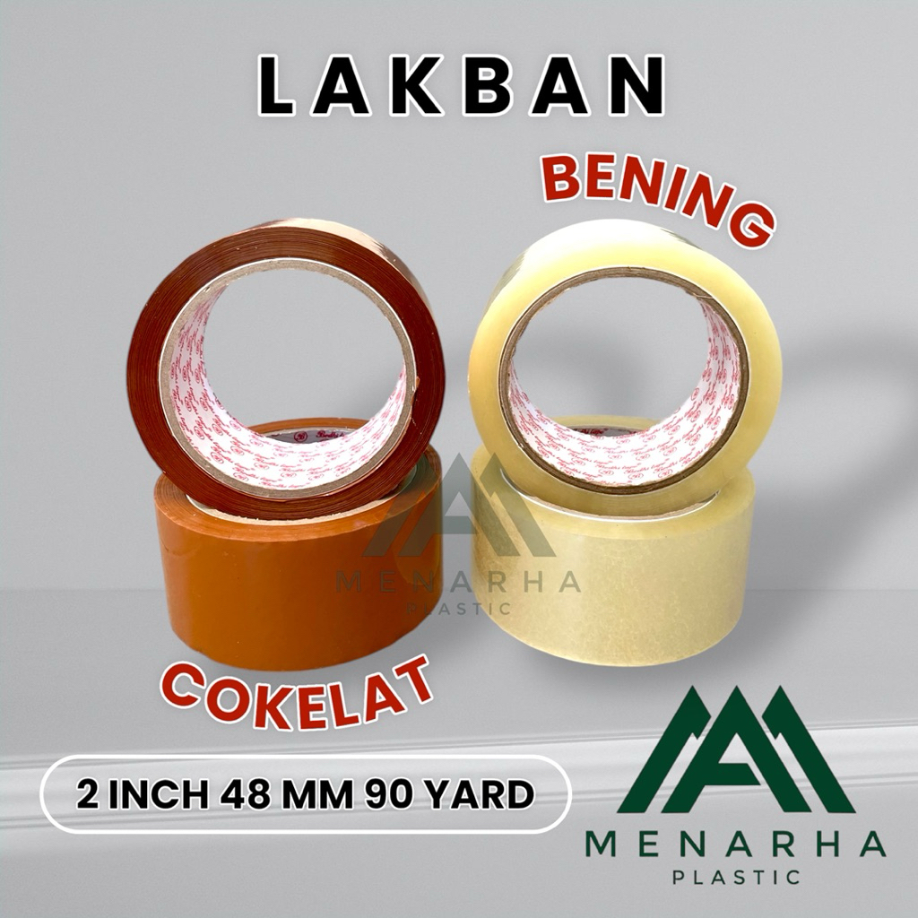 Jual Lakban Bening Cokelat/ OPP Packaging Tape 48 mm 2 inch 90 yard 100 ...
