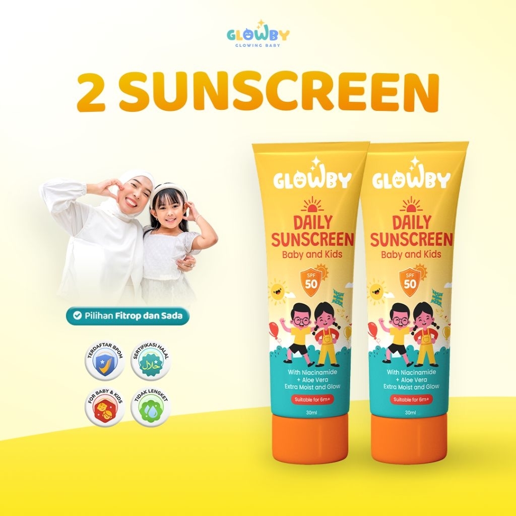 Jual (Glowby) Daily Sunscreen Wajah dan Badan 2 pcs spf 50 untuk Bayi ...