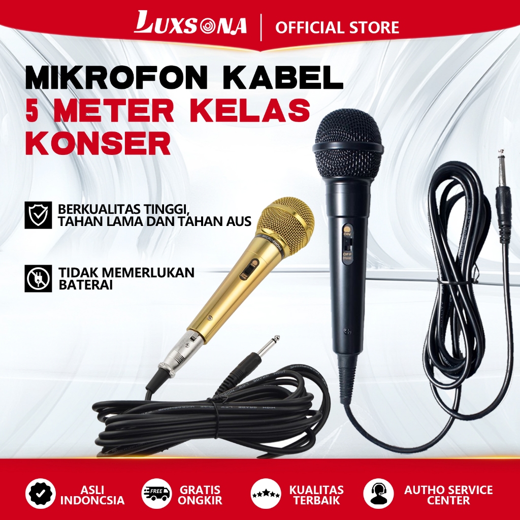 Jual LUXSONA Profesional Dynamic Microphone Ukuran Jack 6.35mm Murah ...