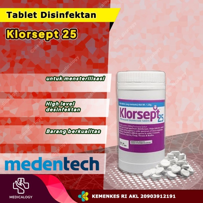 Jual Klorsept 25 Antiseptik Tablet Desinfektan Per Tube isi 300 Tablet ...