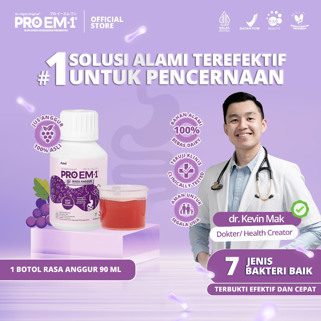 Jual [Approved by dr. Kevin Mak] PRO EM1 Probiotik Cair Rasa Anggur ...