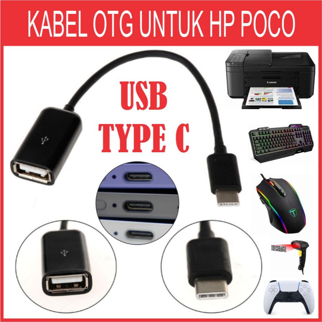 Jual Kabel OTG USB Type C untuk HP POCO C75 C71 C65 C61 C55 C51 F7 F6 F5 F4 ULTRA M7 M6 M5 X7 X6 ...