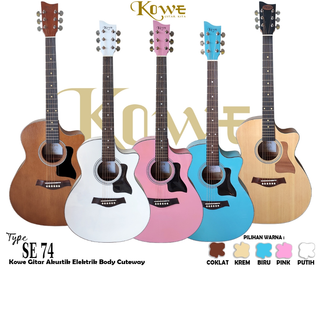 Jual Kowe Gitar Akustik Elektrik ORIGINAL Body Coak Standar Tipe SE 74 ...